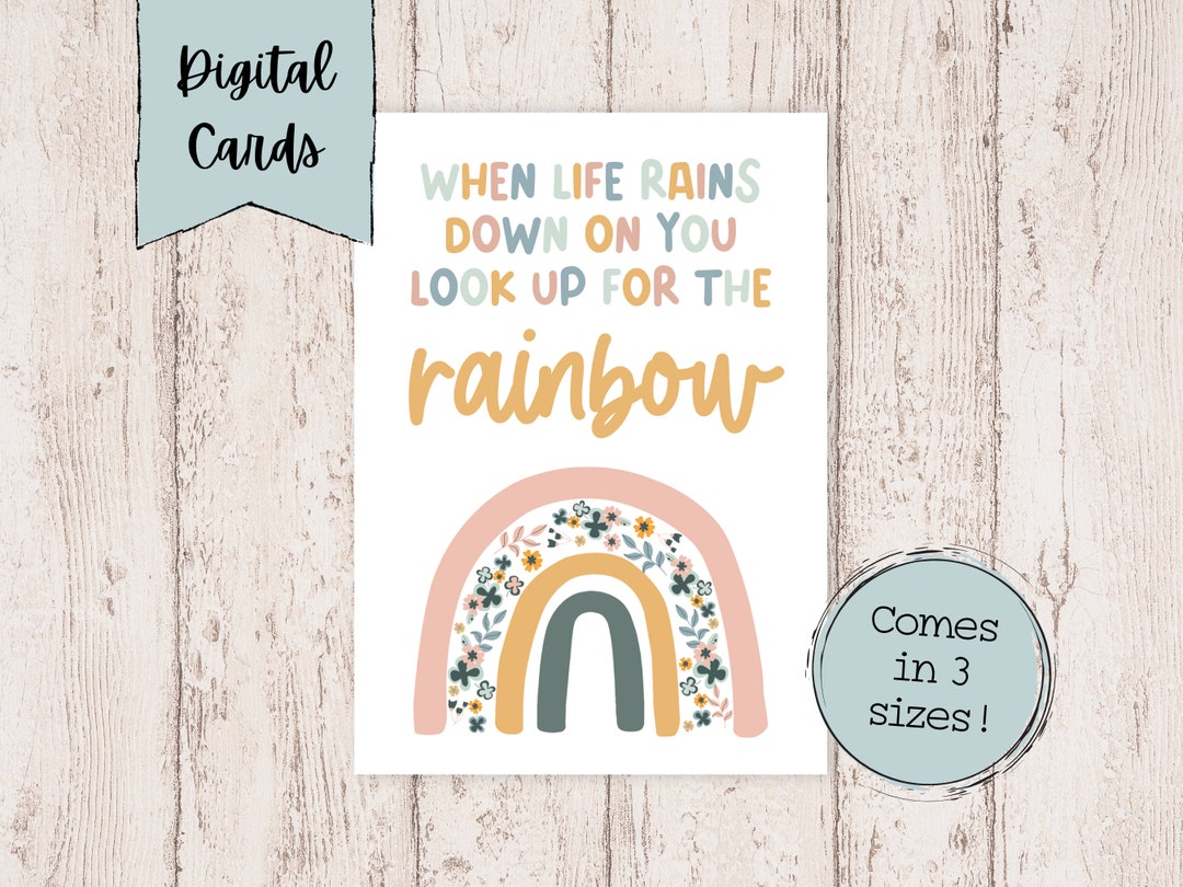 Rainbow Printable Card | Encouragement Digital Card | Pick Me up ...