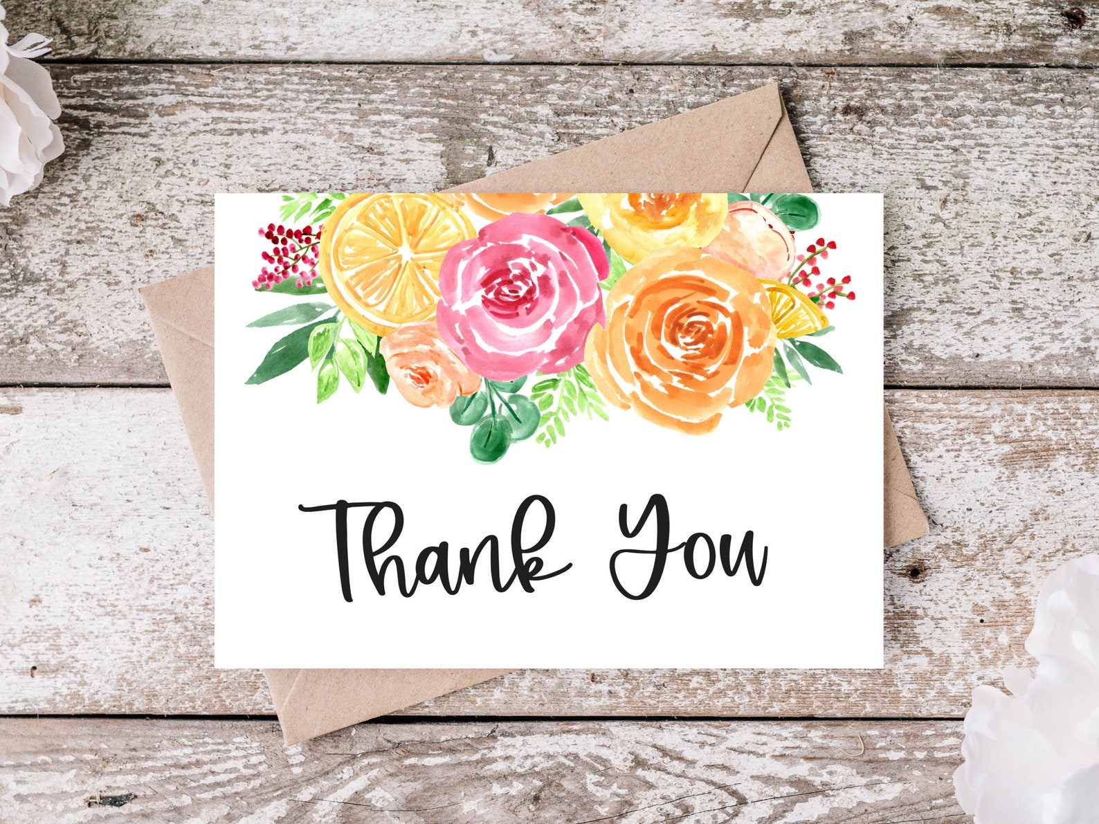 Digital Thank You Cards Printable Thank You Cards Floral - Etsy