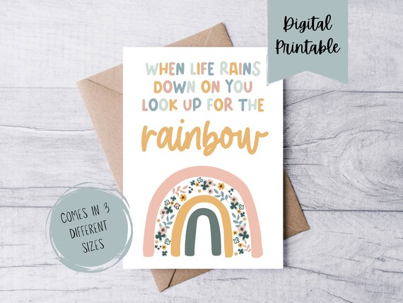 Rainbow Printable Card Encouragement Digital Card Pick Me - Etsy
