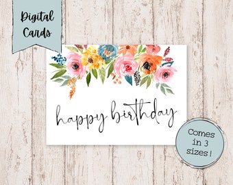 Happy Birthday Digital Printable Card Printable Card Digital Download ...