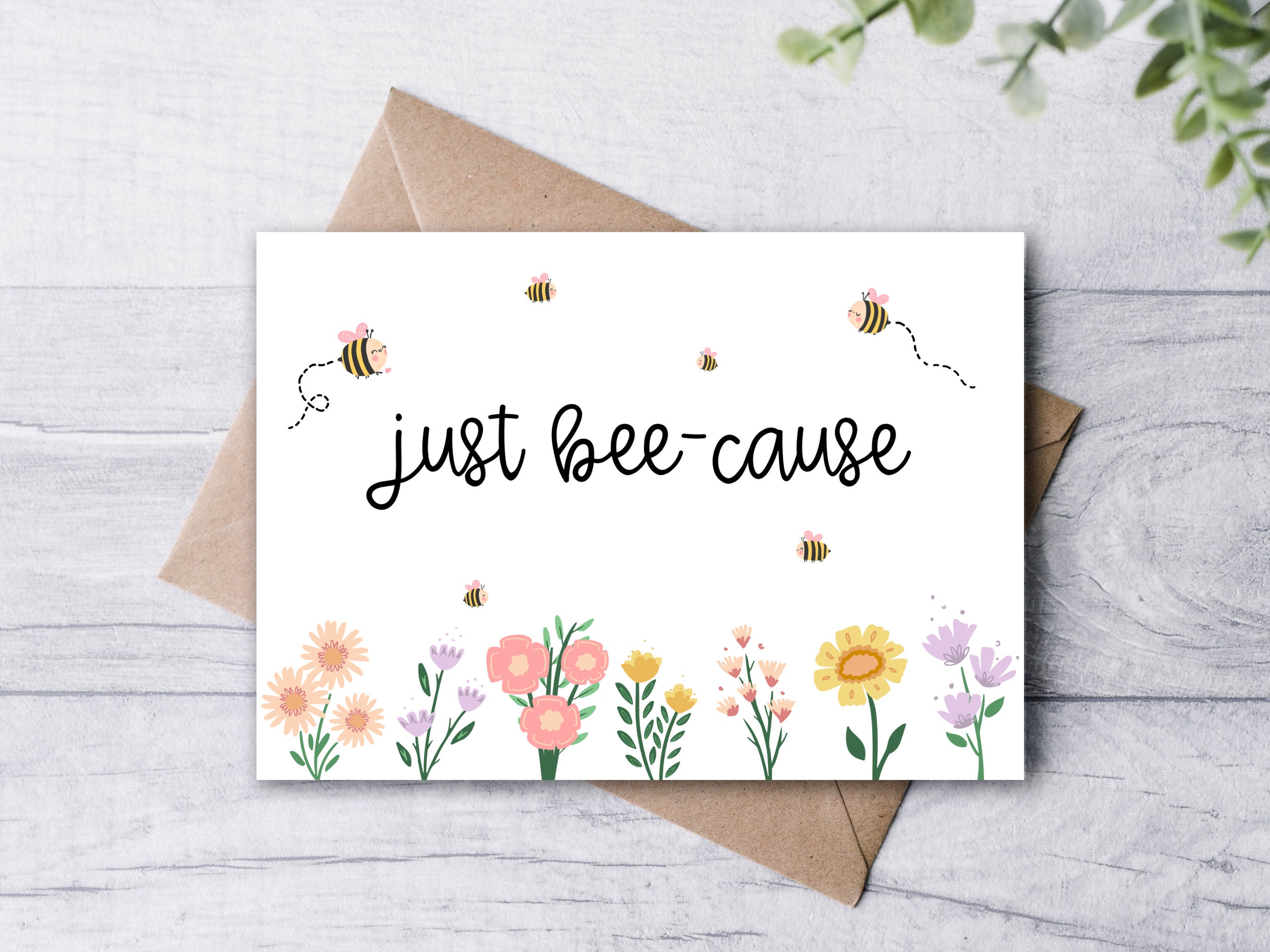Just Because Bee Digital Printable Card | Just Because Printable Card ...