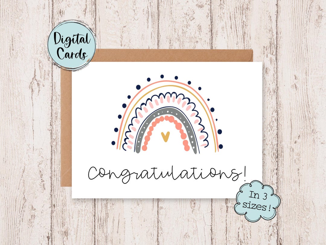 Rainbow Congratulations Card | Printable Rainbow Congratulations Card ...