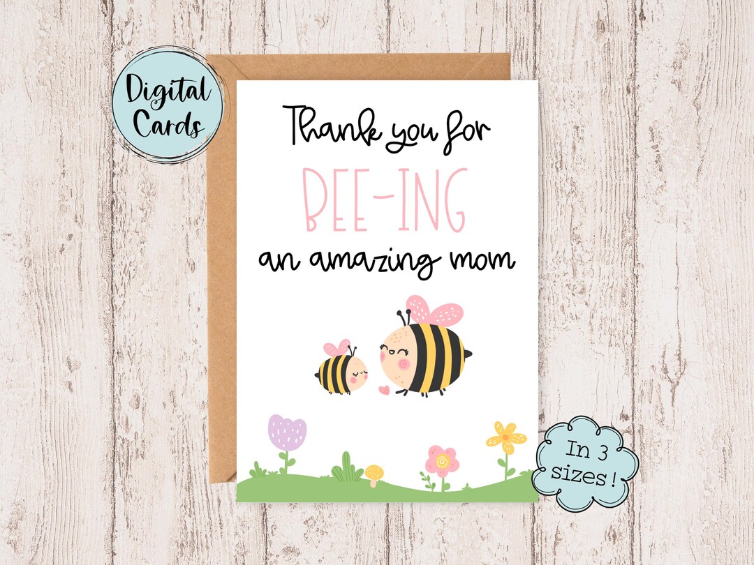 Digital Mother's Day Card | Printable Bee Mother's Day Card | Mother's ...