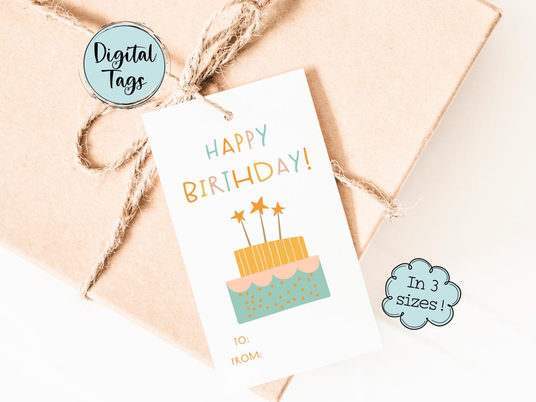Birthday Tags Digital | Printable Birthday Tags | Birthday Digital ...