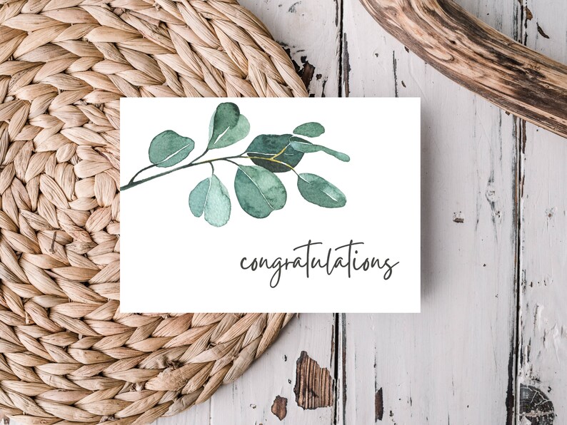Greenery Congratulations Printable Cards Wedding - Etsy