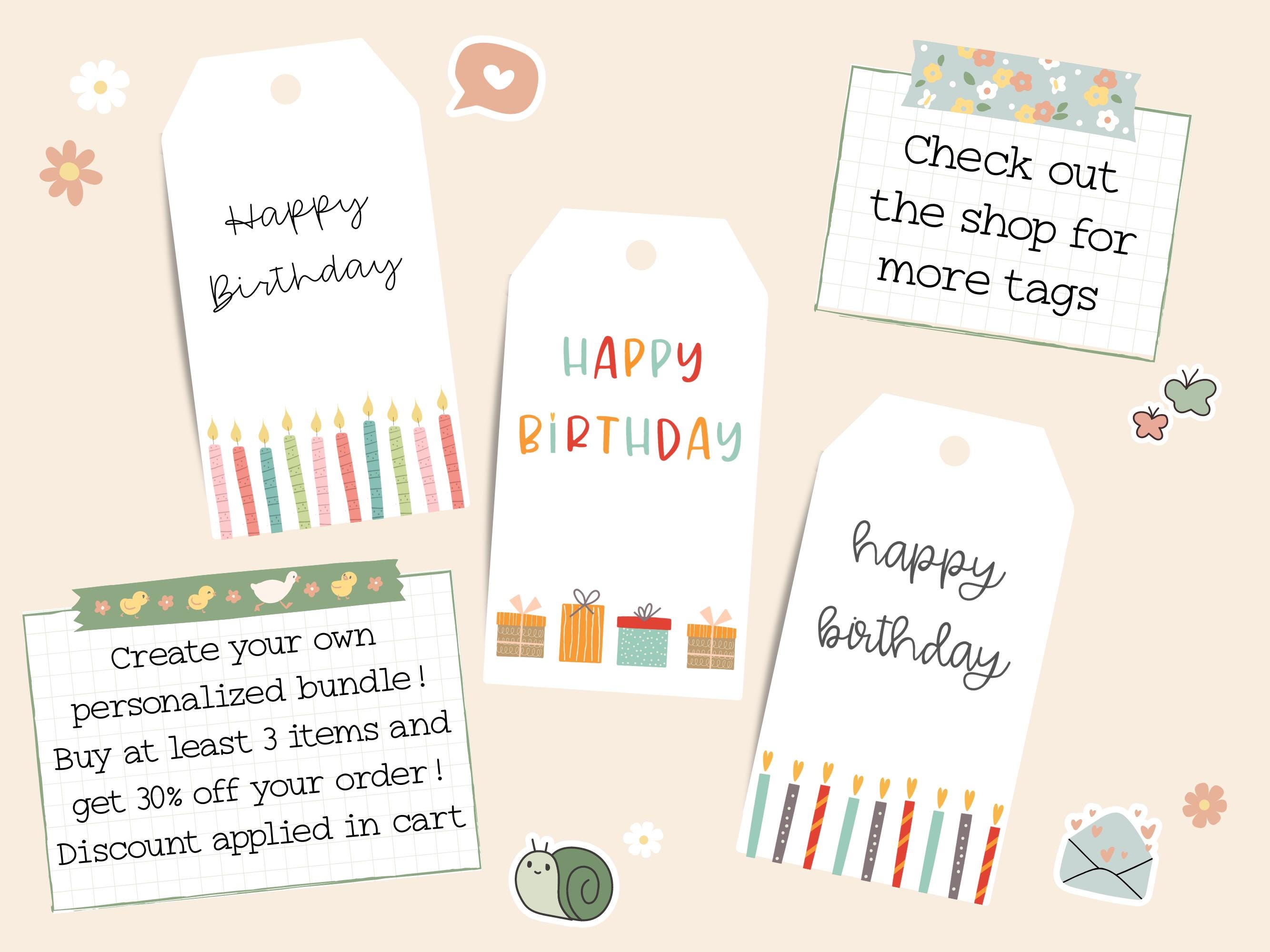 Birthday Tags Digital | Printable Birthday Tags | Birthday Digital ...