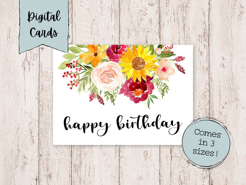 Happy Birthday Digital Card Birthday Printable Card - Etsy