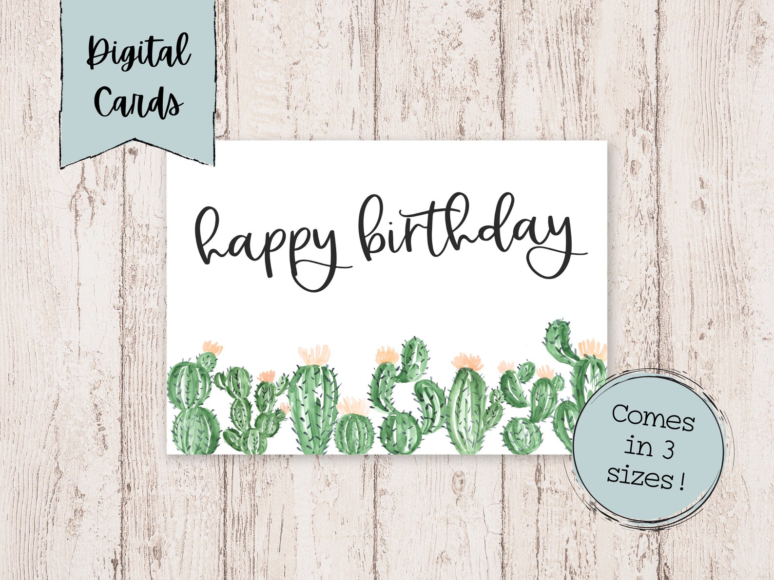 Happy Birthday Digital Card Watercolor Birthday Printable Card ...