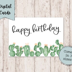 Happy Birthday Digital Card Watercolor Birthday Printable Card ...