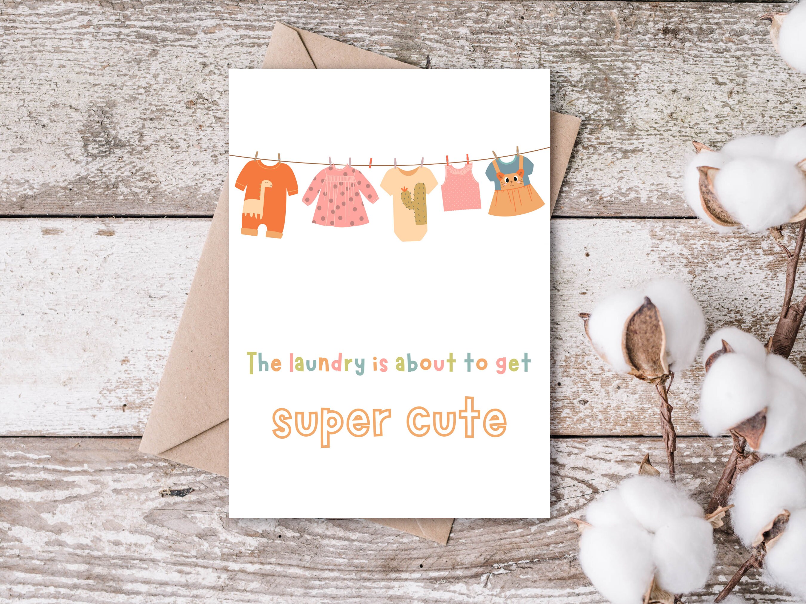 Baby Shower Digital Printable Card Baby Laundry Printable Card Digital ...