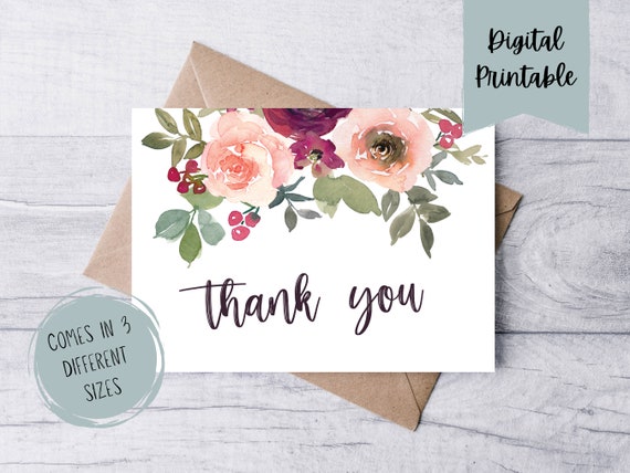 Digital Thank You Cards Printable Thank You Cards Thank - Etsy