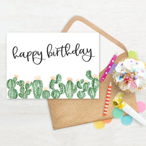Happy Birthday Digital Card | Watercolor Birthday Card | Cactus ...
