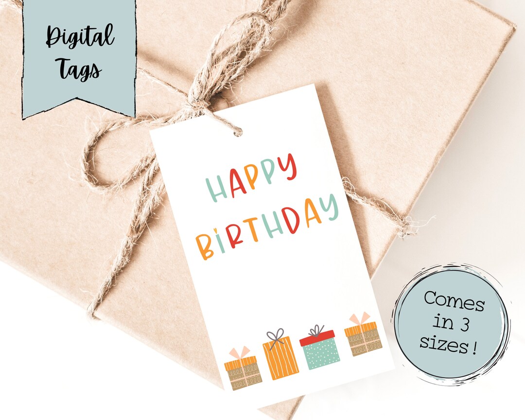 Birthday Tags Digital Printable Birthday Tags Birthday Digital Download ...