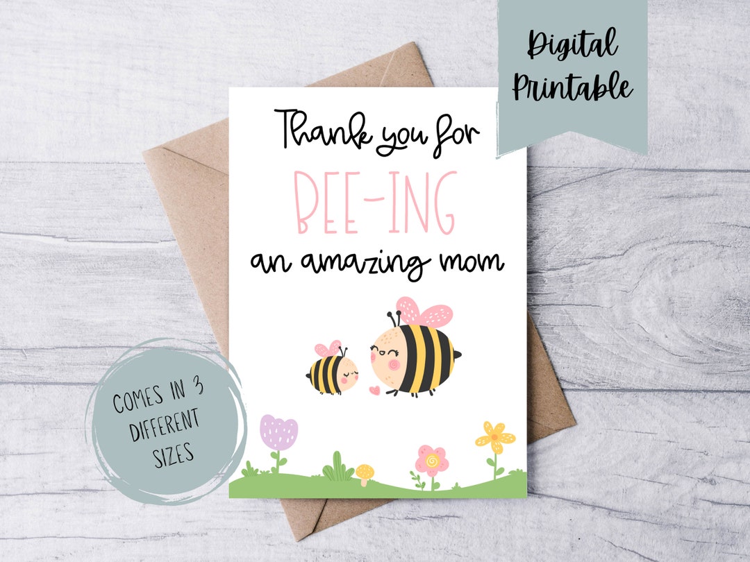 Digital Mother's Day Card Printable Bee Mother's Day - Etsy