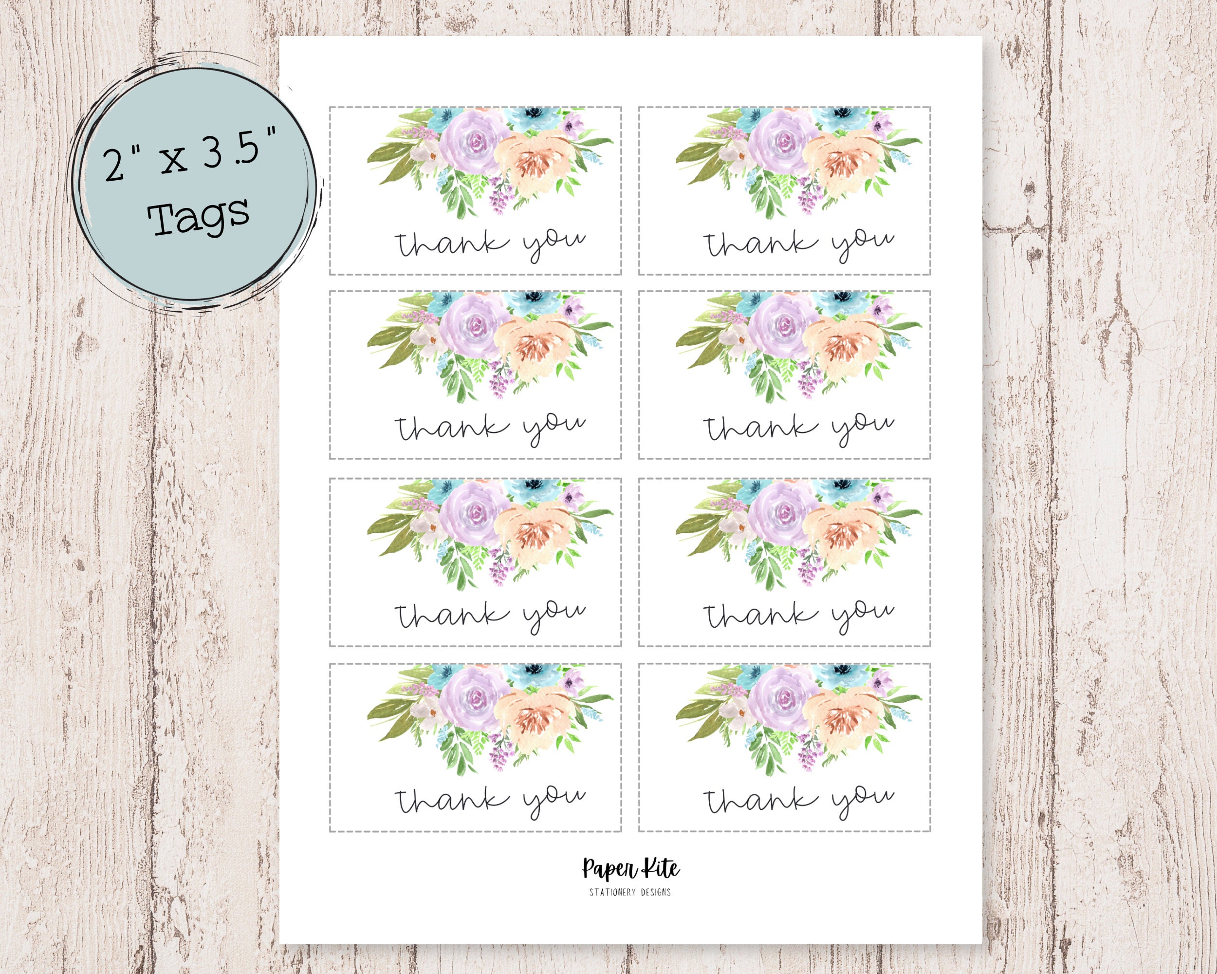 Digital Thank You Tags | Printable Thank You Tags | Floral Thank You ...