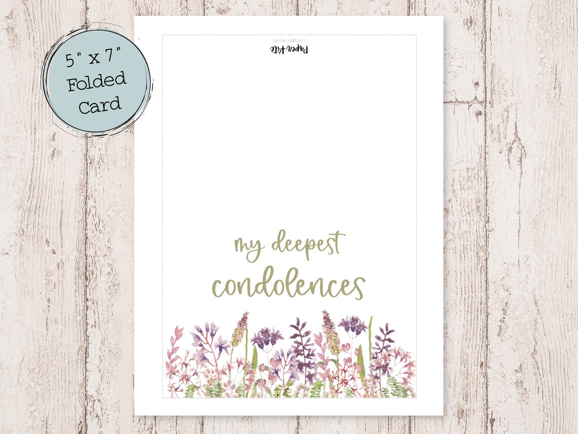 Deepest Condolences Printable Card | Digital Condolences Card ...