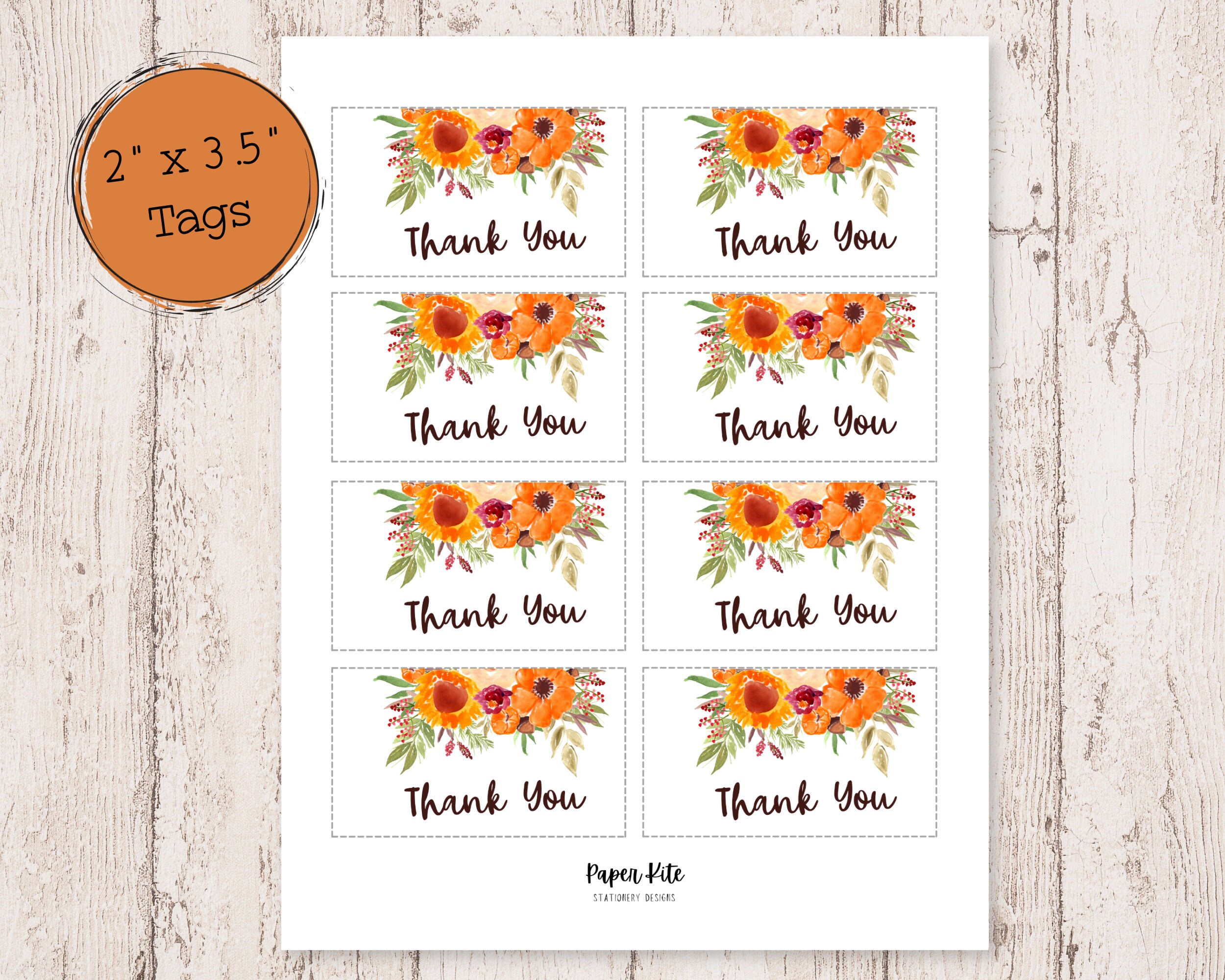 Digital Thank You Tags Printable Thank You Tags Floral Thank You ...