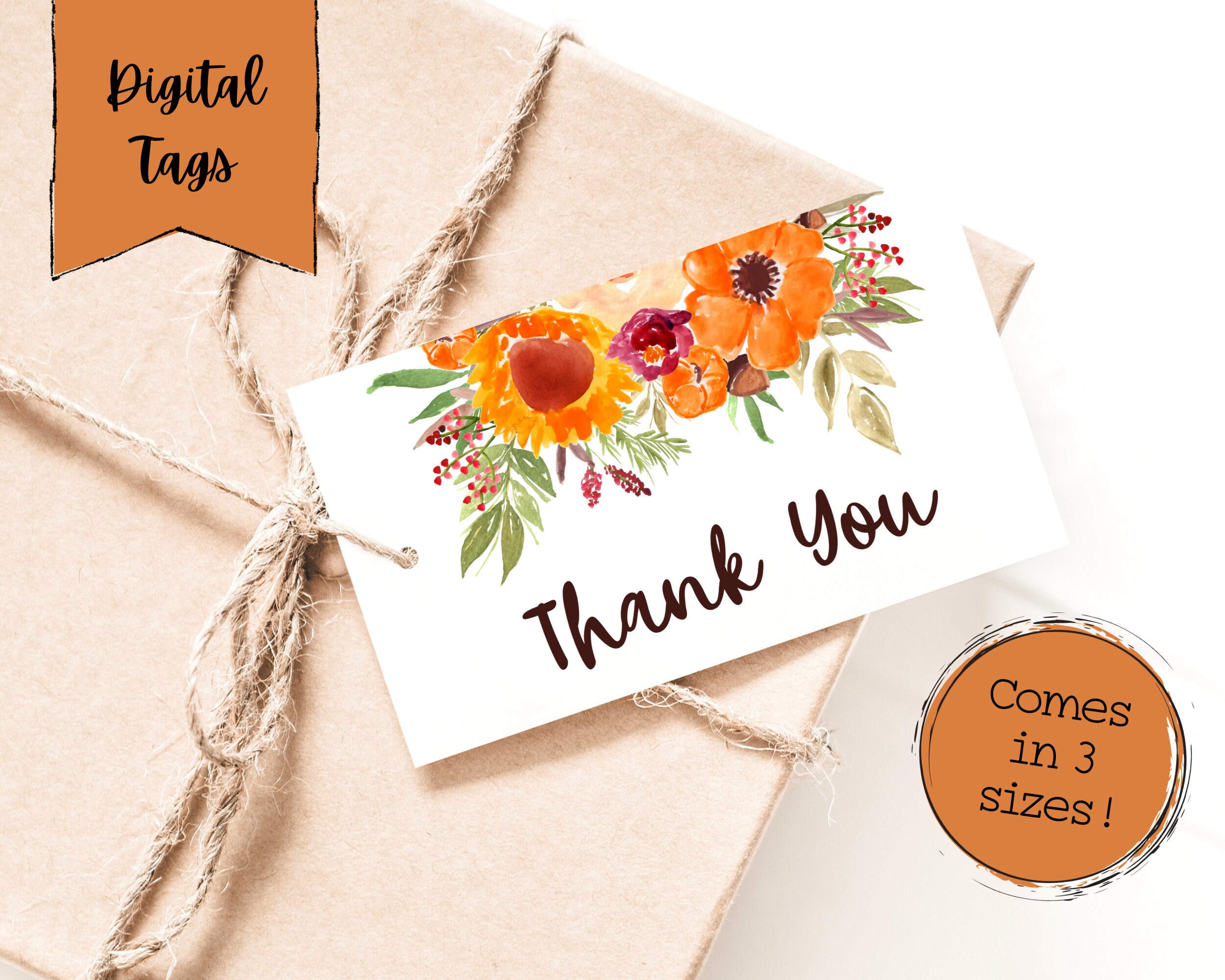 Digital Thank You Tags | Printable Thank You Tags | Floral Thank You ...