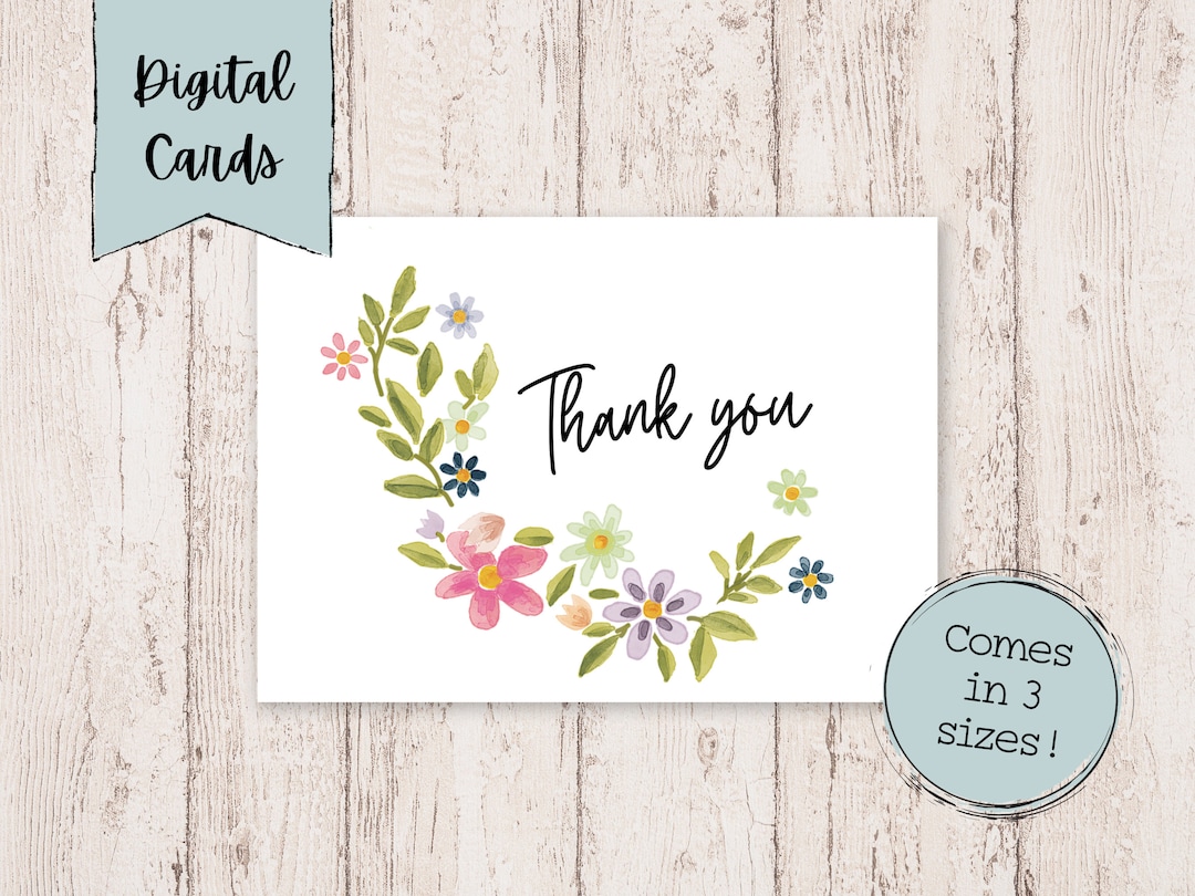 Thank You Digital Printable Card | Digital Thank You Card | Thank You ...
