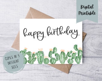 Cactus Happy Birthday Card - Etsy