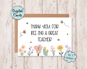 Printable Digital Teacher Appreciation 5x7 Card - Etsy