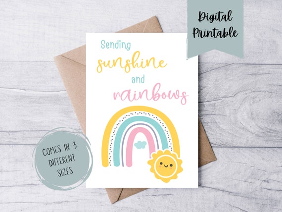 Sending Sunshine Printable Card Greeting Printable Cards - Etsy