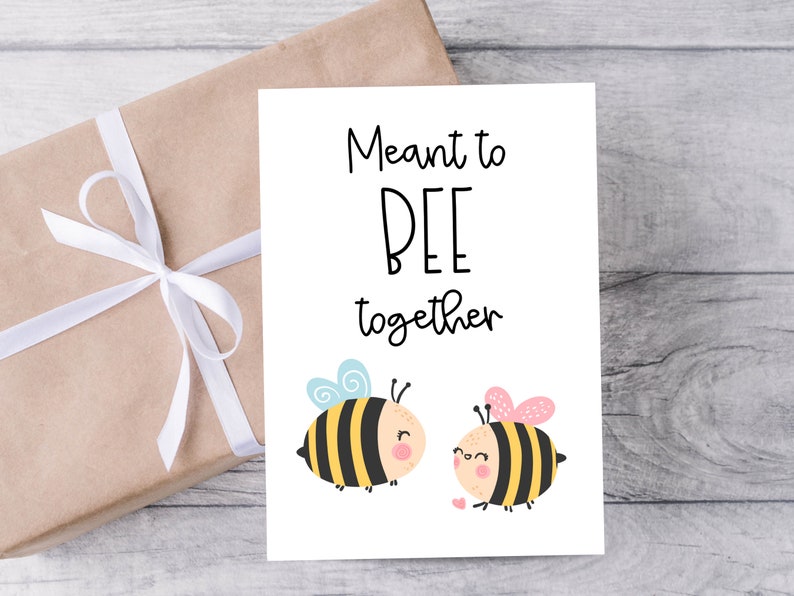 Meant to Bee Valentines Card | Printable Valentines Card | Digital ...