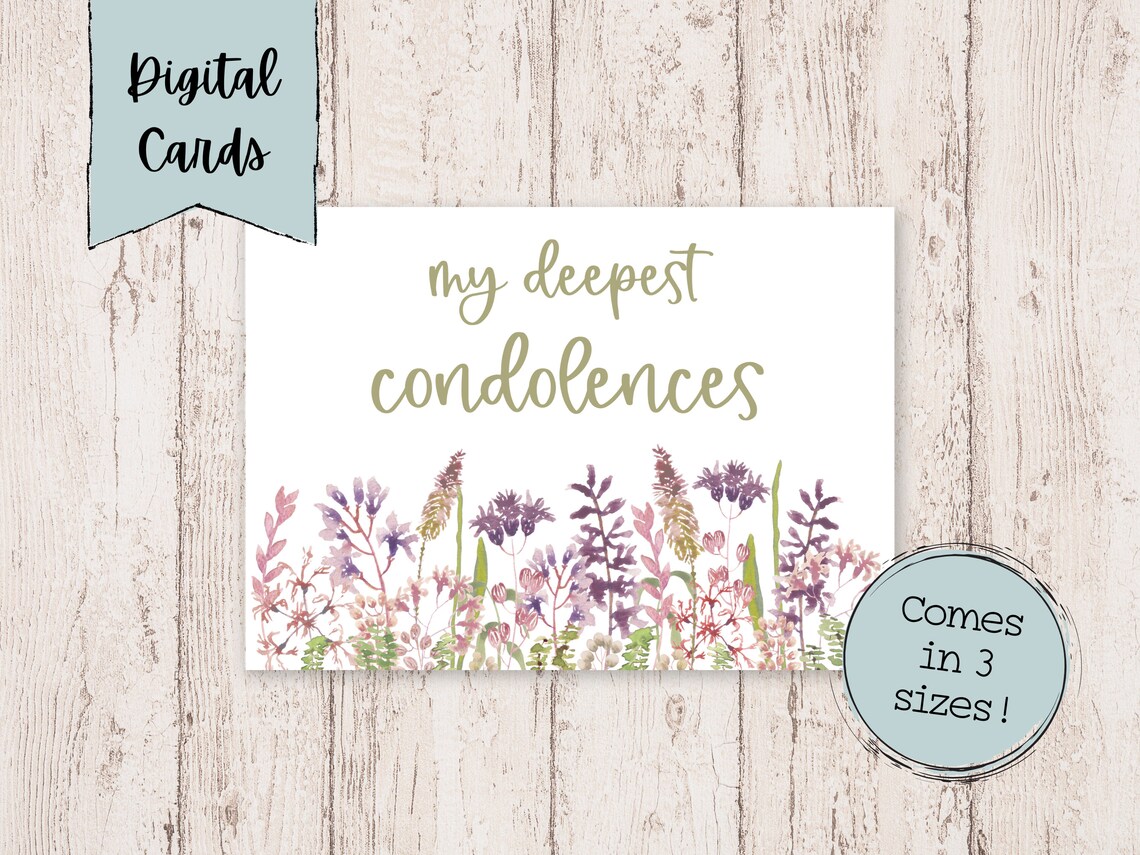 Deepest Condolences Printable Card | Digital Condolences Card ...