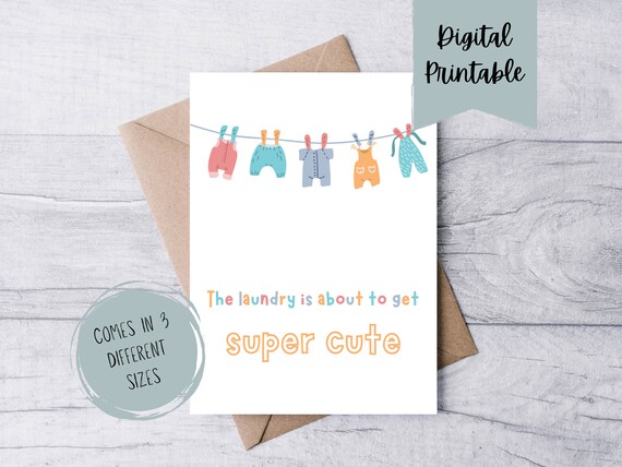 Baby Shower Digital Printable Card Baby Laundry Printable - Etsy
