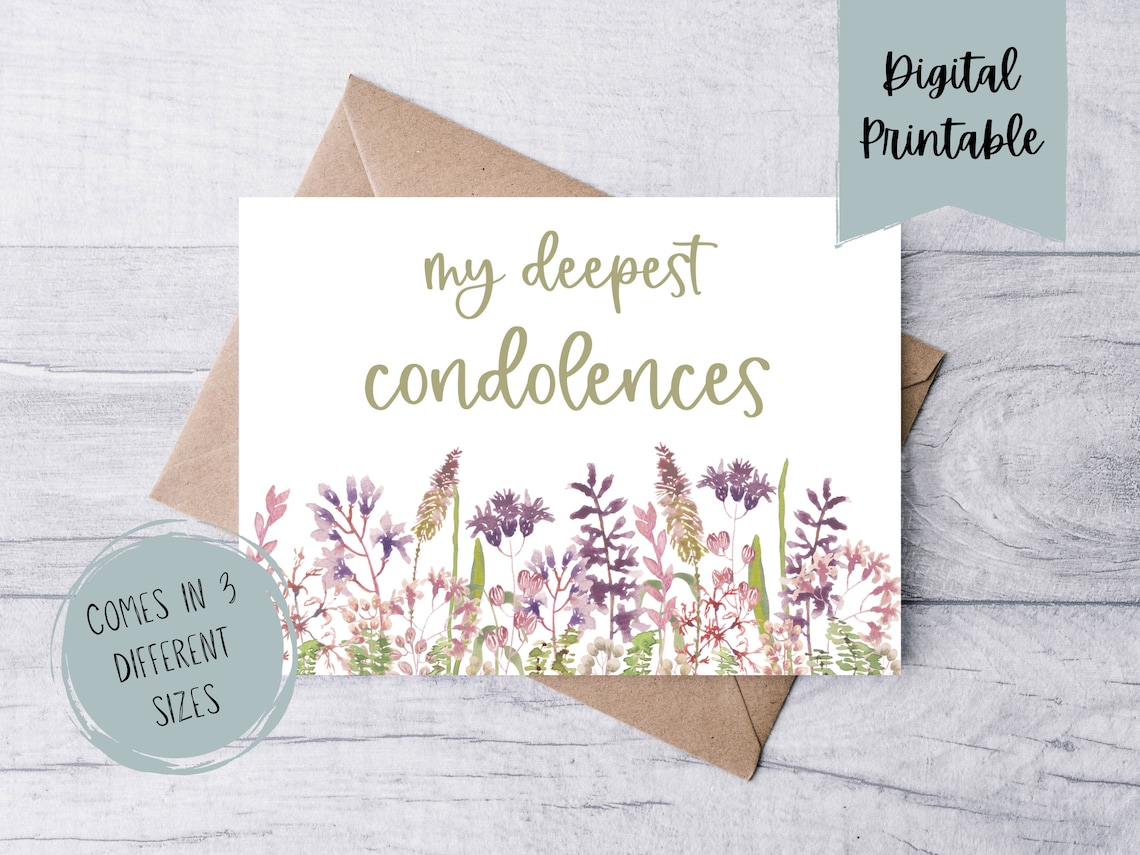 Deepest Condolences Printable Card Digital Condolences Card - Etsy