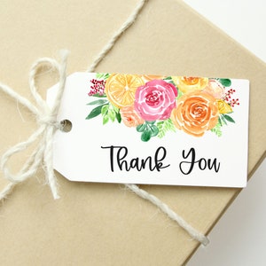 Digital Thank You Tags | Printable Thank You Tags | Floral Thank You ...