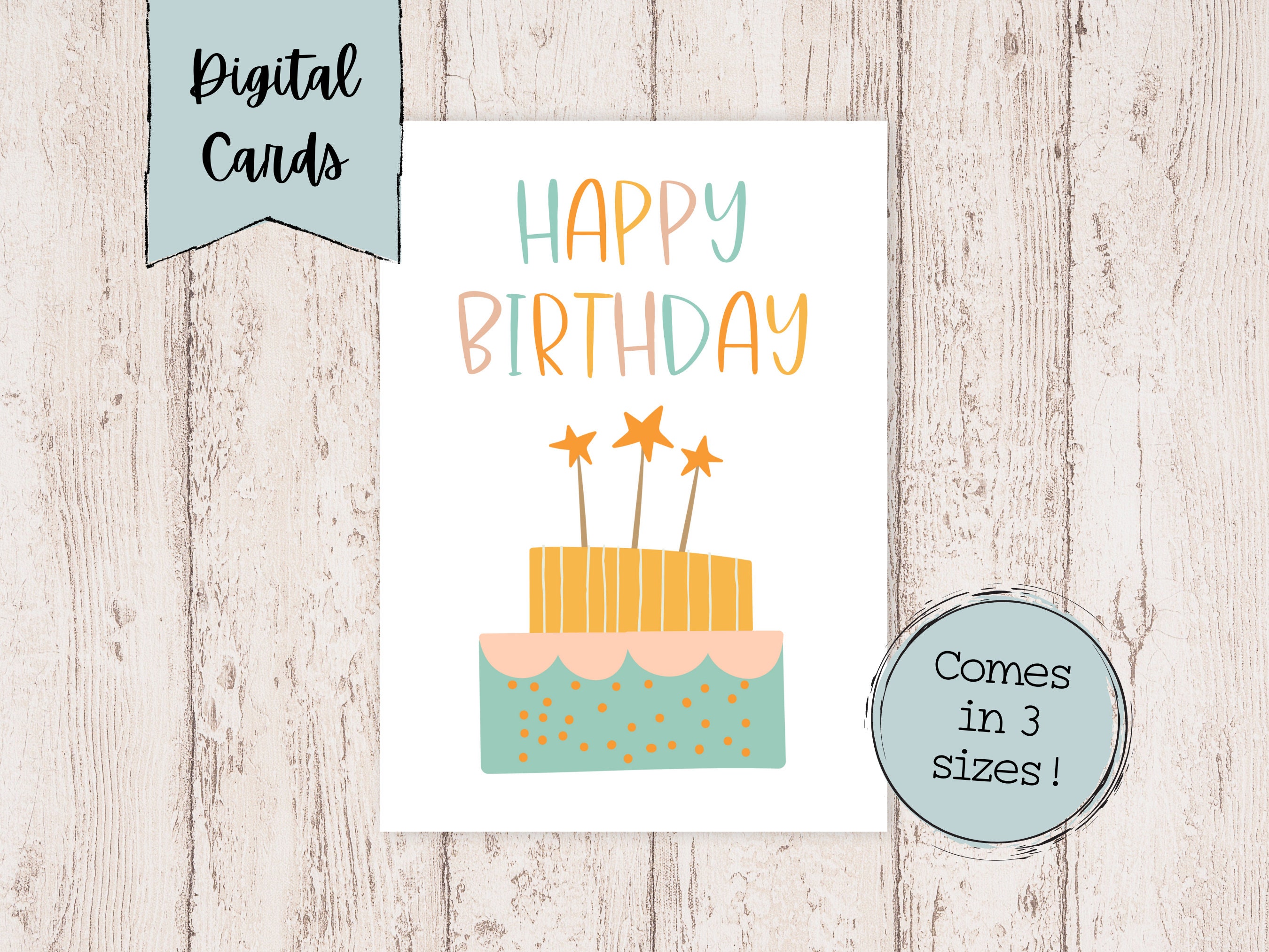 Printable Birthday Card Digital Birthday Card Printable Happy Birthday ...