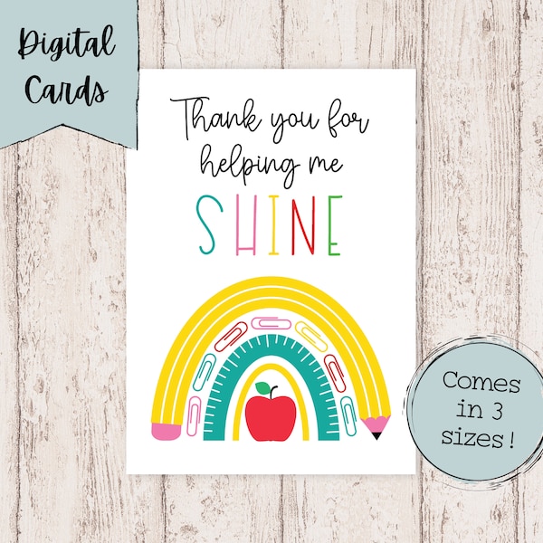 Teacher Thank You Printable - Etsy