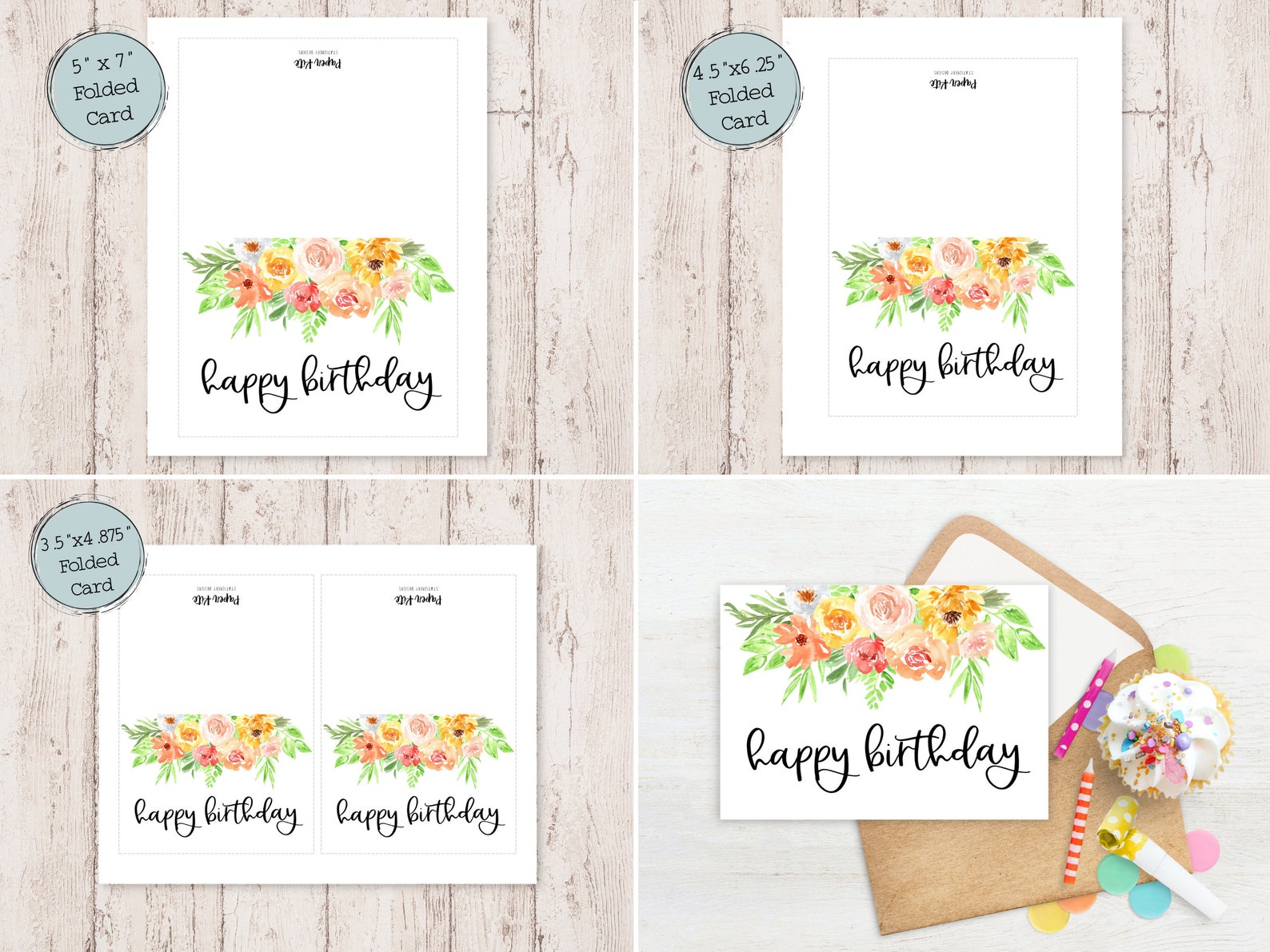 Birthday Printable Cards Digital Birthday Cards Floral Birthday Cards ...