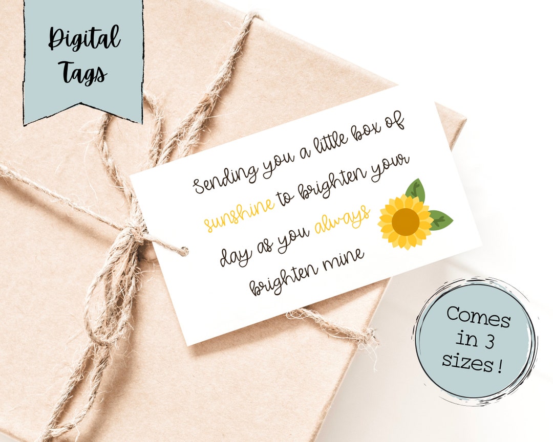 Printable Gift Tags Sending Sunshine | Digital Gift Tags for Treats ...