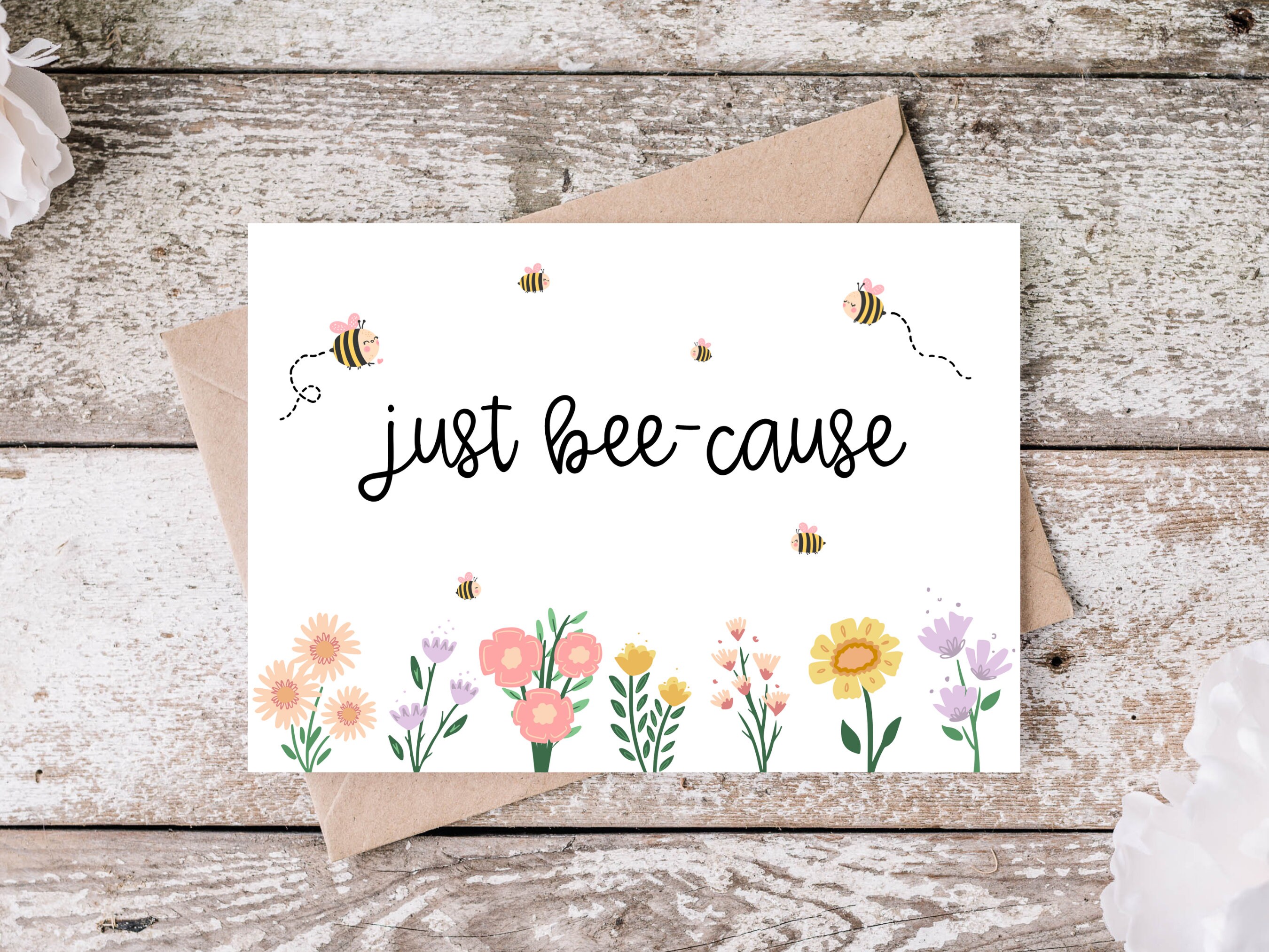 Just Because Bee Digital Printable Card Just Because - Etsy