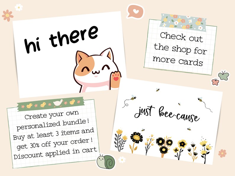 Just Because Bee Digital Printable Card | Just Because Printable Card ...