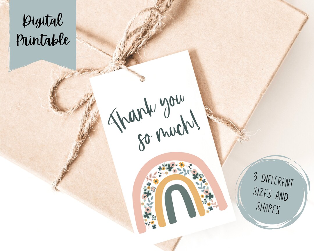 Printable Thank You Gift Tags Digital Thank You Gift Tags - Etsy