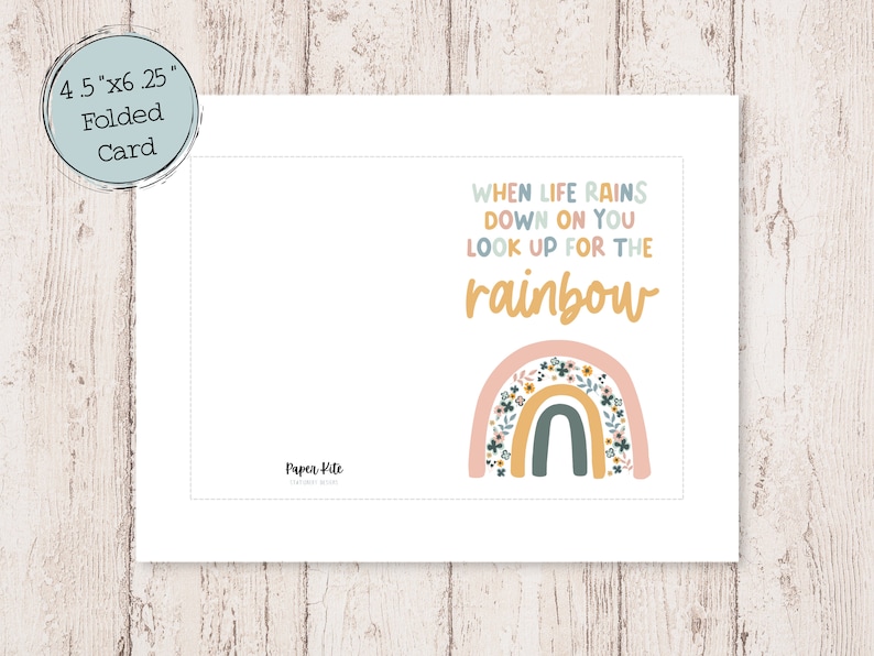 Rainbow Printable Card | Encouragement Digital Card | Pick Me up ...