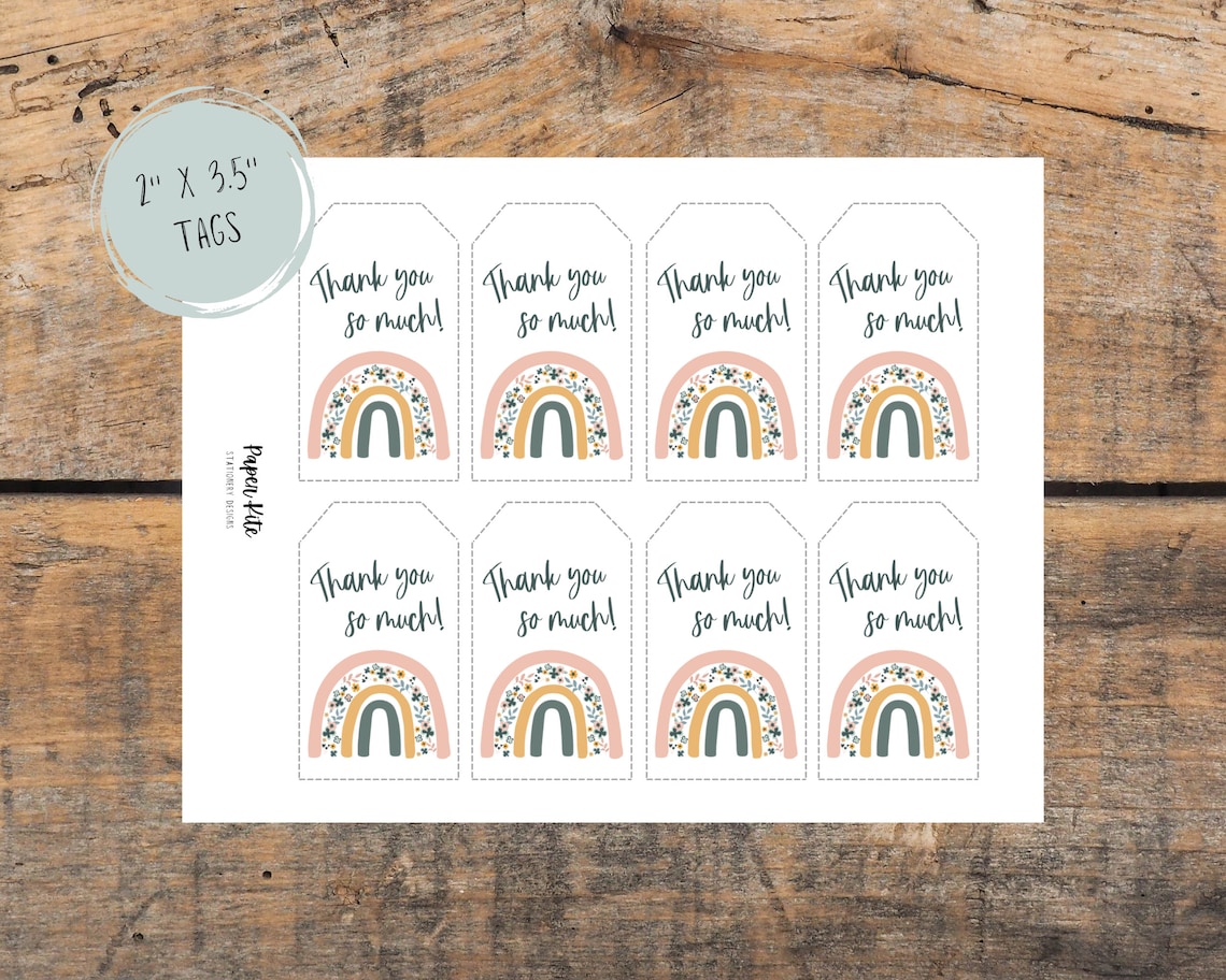 Printable Thank You Gift Tags Digital Thank You Gift Tags - Etsy