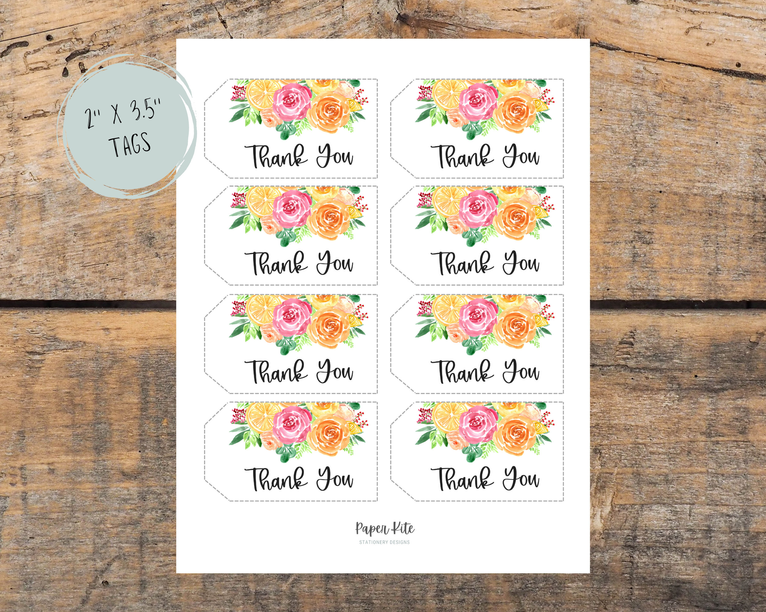 Digital Thank You Tags Printable Thank You Tags Floral - Etsy