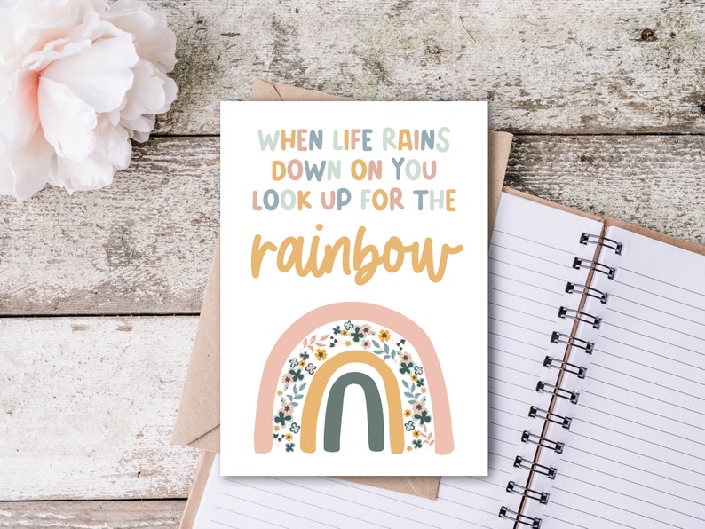 Rainbow Printable Card | Encouragement Digital Card | Pick Me up ...
