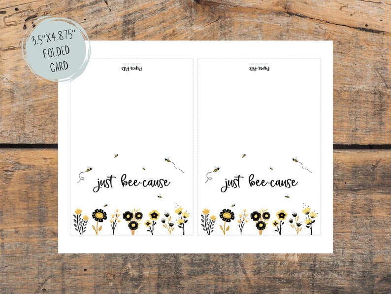 Just Because Bee Digital Printable Card Just Because - Etsy