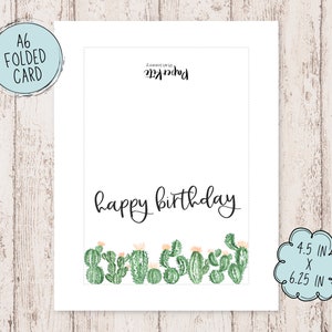 Happy Birthday Digital Card | Watercolor Birthday Card | Cactus ...