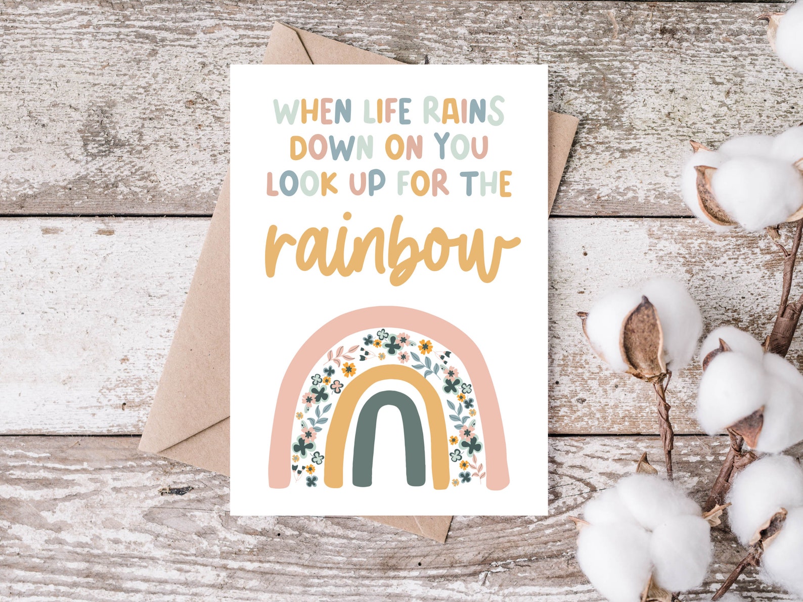 Rainbow Printable Card Encouragement Digital Card Pick Me - Etsy