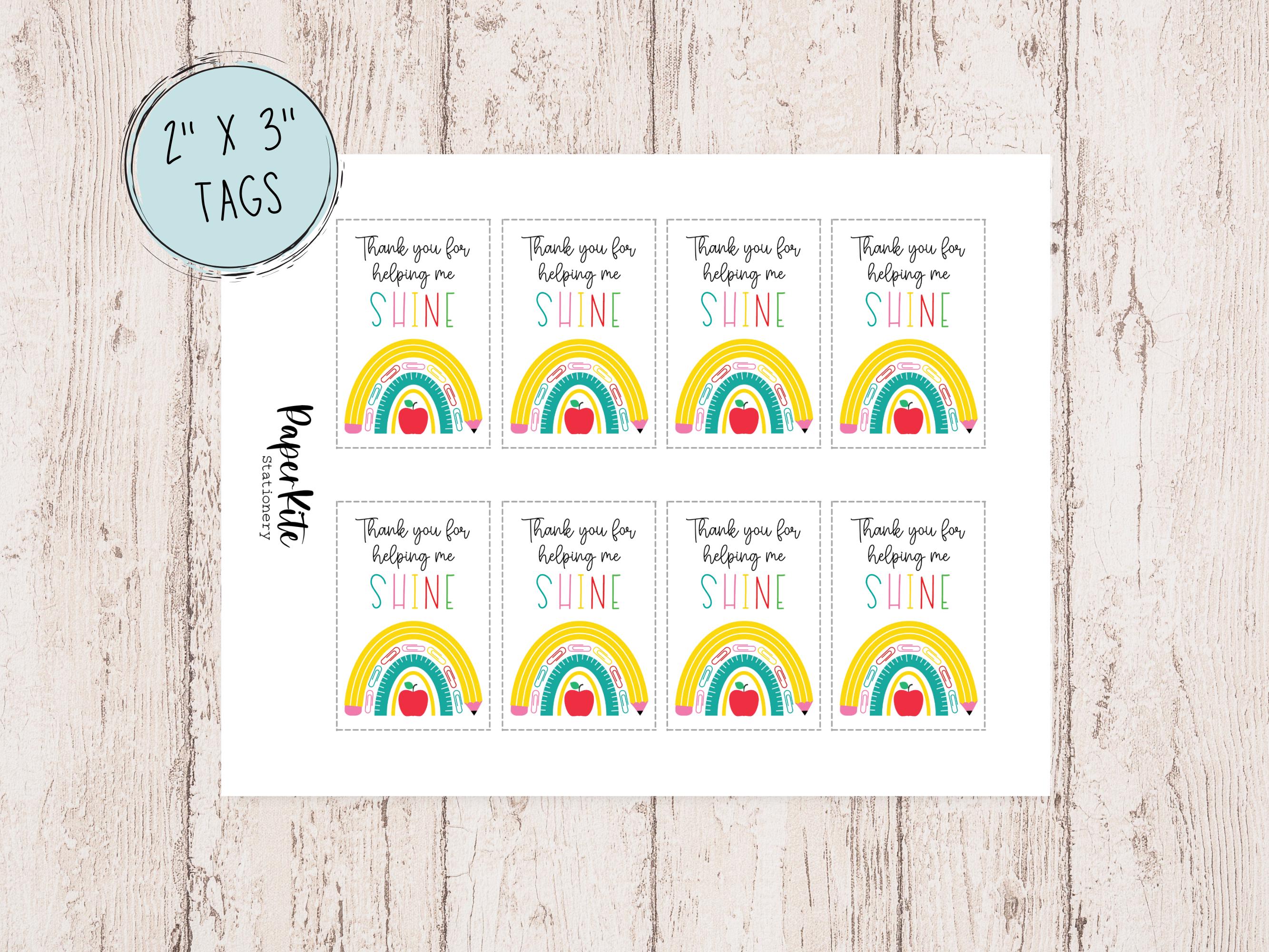 Printable Teacher Appreciation Tags | Digital Thank You Teacher Tags ...