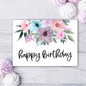 Birthday Printable Cards Digital Birthday Cards Floral Birthday Cards ...