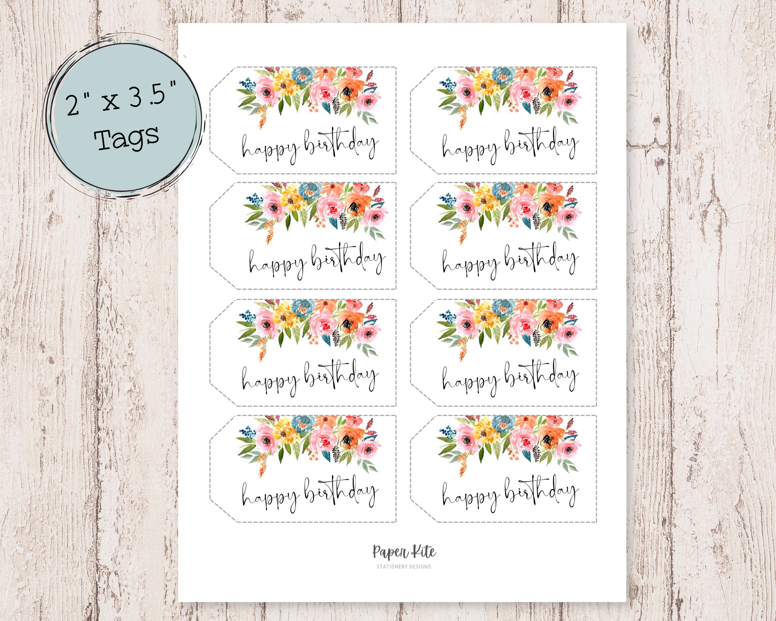 Digital Birthday Tags Printable Birthday Tags Birthday Digital Download ...
