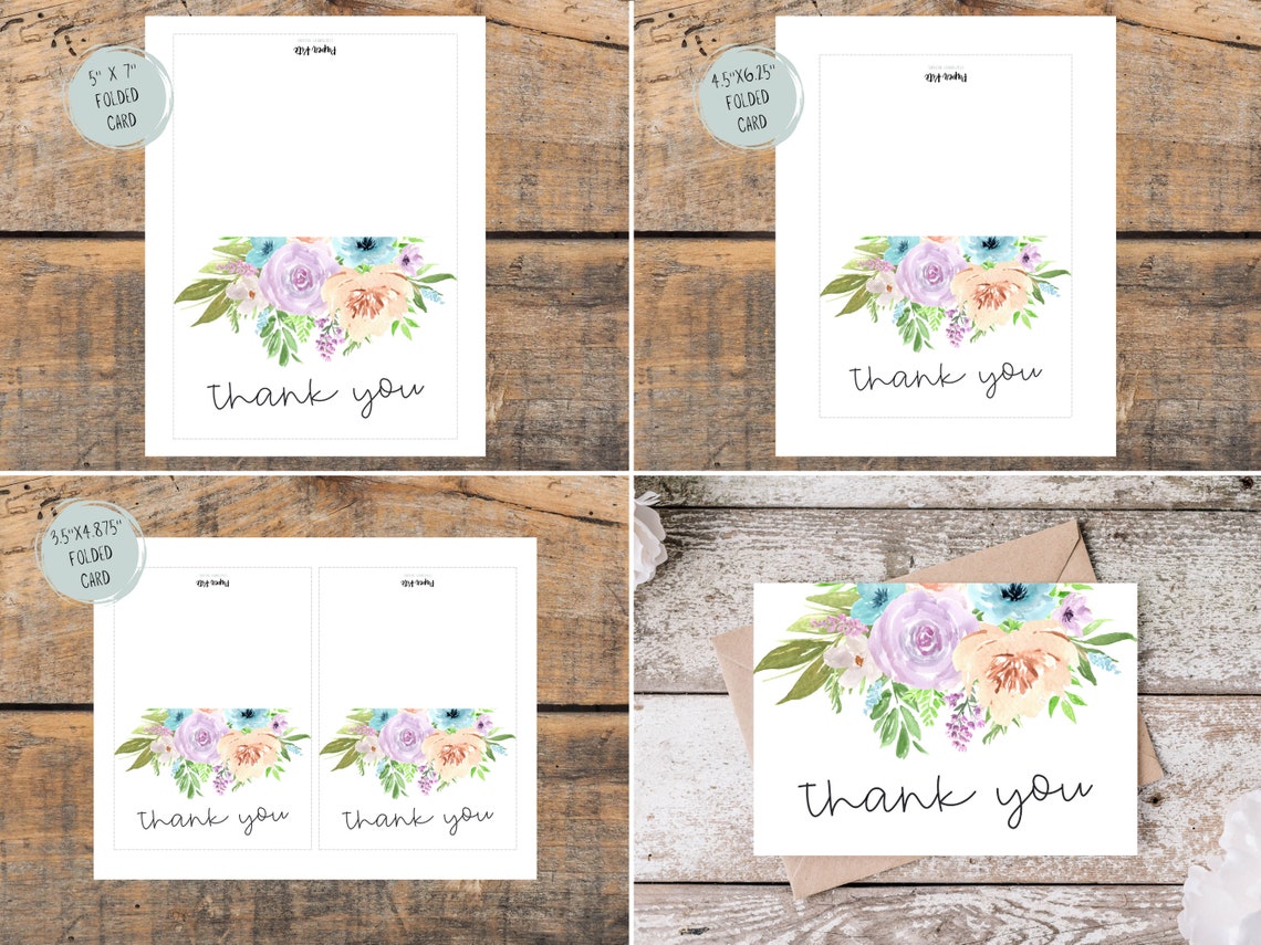 Digital Thank You Cards Printable Thank You Cards Floral - Etsy