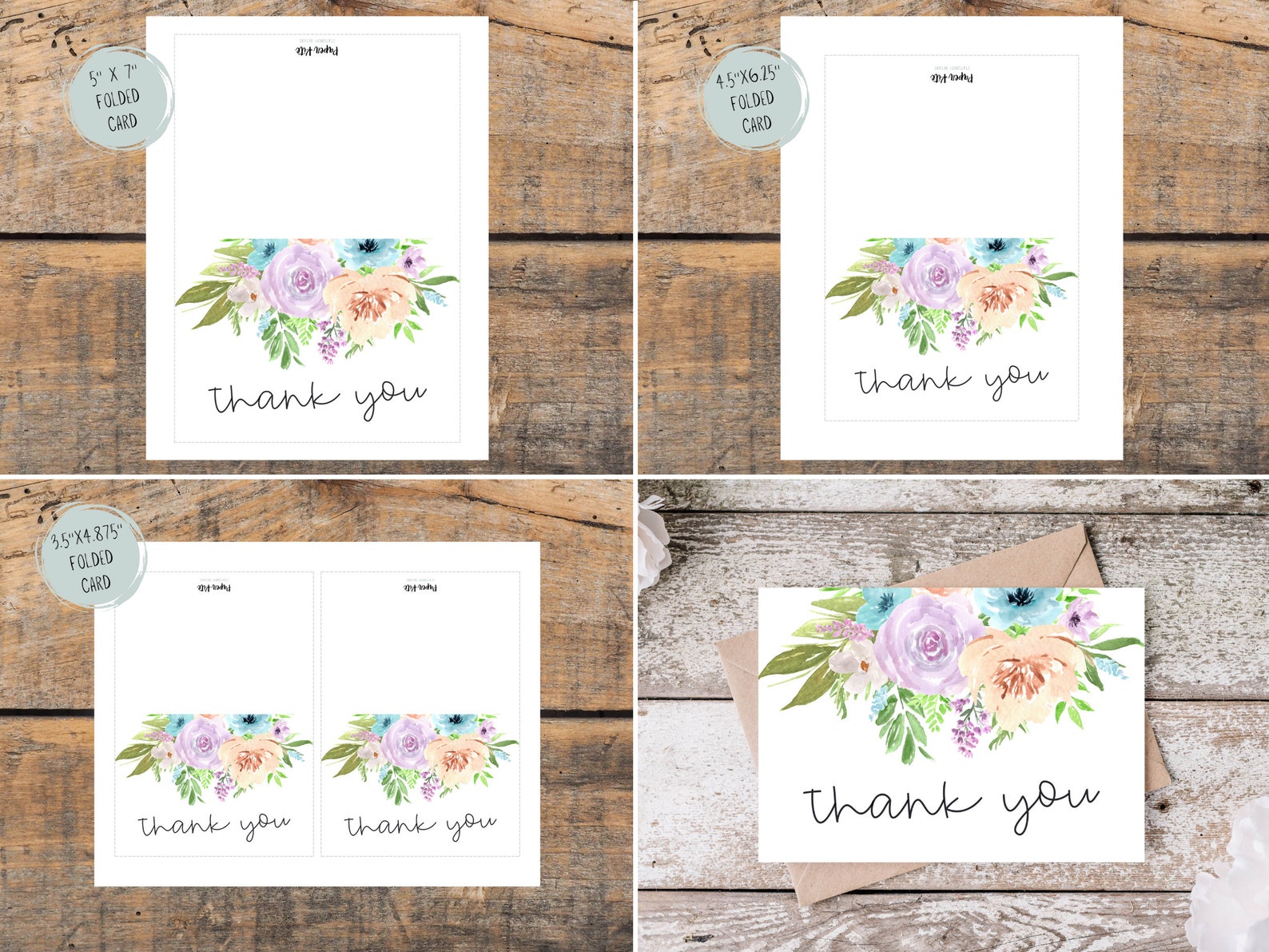 Digital Thank You Cards Printable Thank You Cards Floral - Etsy